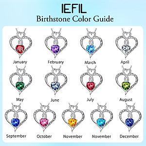 Forever Love Heart Pendant Necklace, 925 Sterling Silver Heart Birthstone Jewelry Necklace for Women Anniversary Valentines Day Gifts for Her Mothers Day Christmas Birthday Gifts for Mom Wife