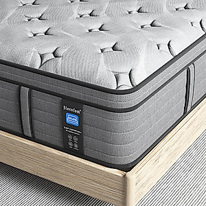 Slecofom 14 Inch King Mattress, Firm Hybrid King Size Mattress in a Box, Pressure Relief Cool Gel Memory Foam, Breathable Knitted Cover, Pocket Spring with Motion Isolation, Fiberglass-Free