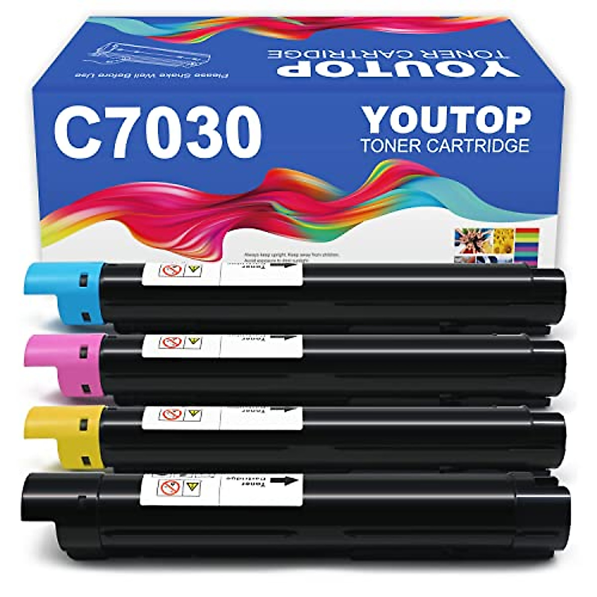 YOUTOP Remanufactured 4PK Toner Cartridge 106R03741 106R03744 106R03743 106R03742 High Yield Toner Cartridge Replacement for Xerox VersaLink C7020 C7025 C7030 Printer (16,100 Pages)
