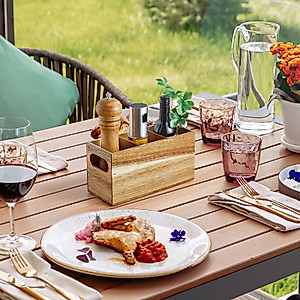 DRASTAR Silverware Holder, Acacia Wooden Utensil Caddy, Silverware Organizer Countertop, Cutlery Holder for Party, Fork Spoon Knife Organizer