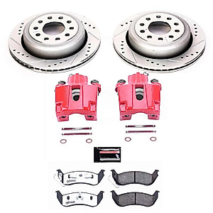 Power Stop KC5293-26, Z26 Rear Caliper Kit-Drilled/Slotted Rotors, Carbon Ceramic Brake Pads, Calipers For Lincoln Town Car 2003-2011 [Model Specific]