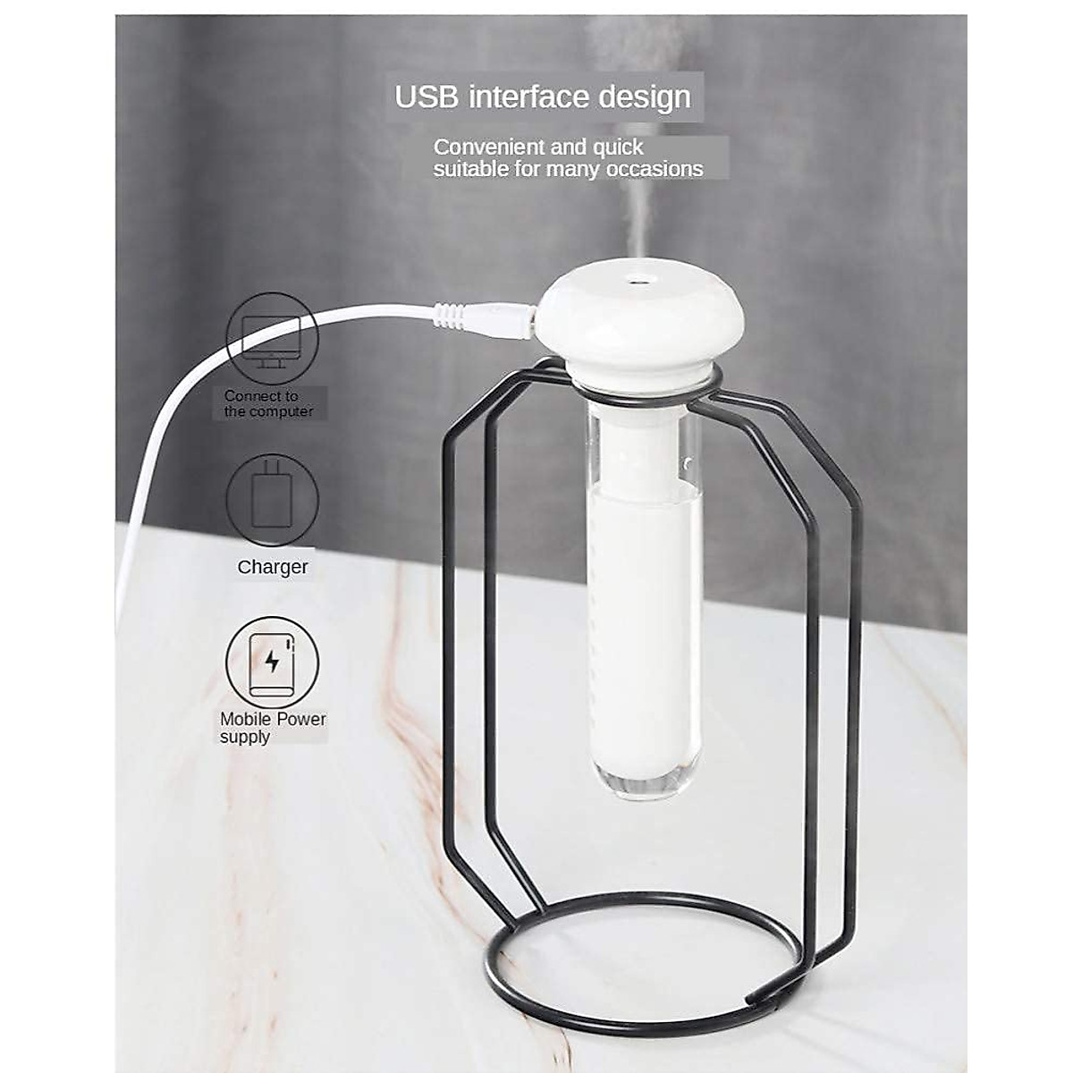 USB Cool Mist Humidifier-Portable Mini Air Humidifier for Bedroom Desk Car Travel Office Baby With Adjustable Length