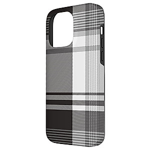 iPhone 14 Pro Max Black White Grey Plaid Winter Fall Halloween Pattern Design Case