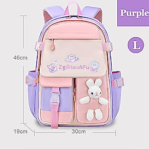 Purple Rabbit Backpack Cute Teenage Lightweight Waterproof Travel Bag Birthday Gifts Backpacks (Rabbit Purple, Large)