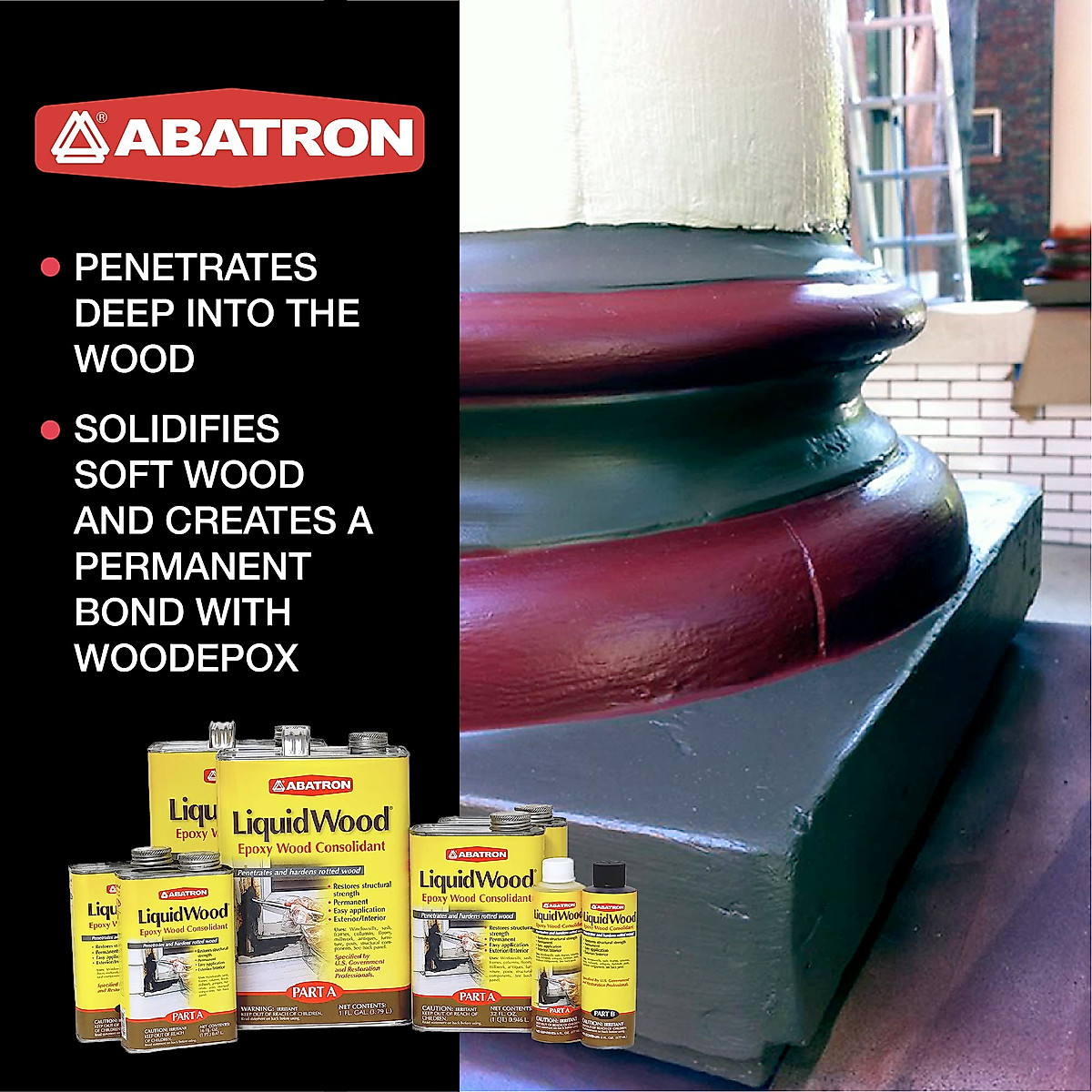 Abatron LiquidWood 2 Pint Kit – 2-Part Structural Epoxy Wood Hardener and Consolidant Resin.