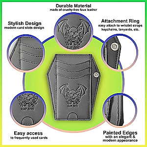 Lazy Skull Minimalist Coffin Wallet – Small Front Pocket Goth Wallet – Skull Wallet for Women and Men–Witchy Goth accessory