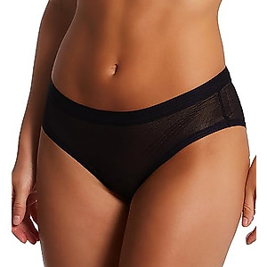 DKNY womens Sheer Stripe Hipster Panties, Black, Large US