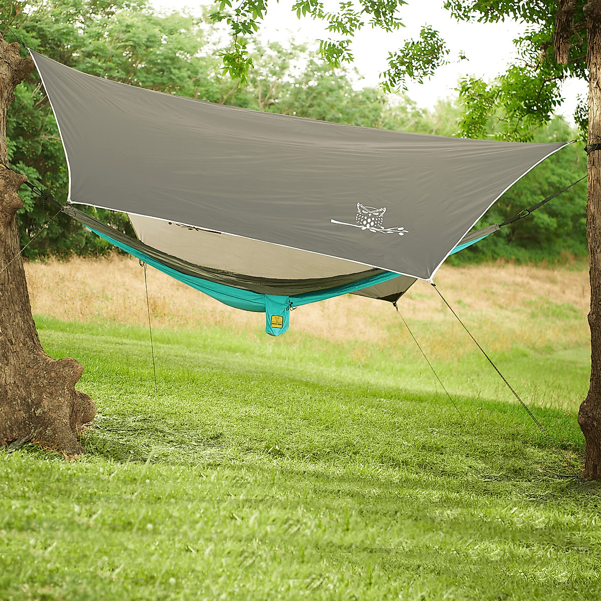 Wise Owl Outfitters Hammock Tarp, Hammock Tent - Rain Tarp for Camping Hammock - Camping Gear Must Haves w/Easy Set Up Including Tent Stakes and Carry Bag - Standard Grey