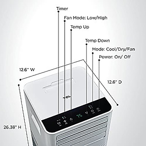 TCL Home 7,500 BTU Smart Portable Air Conditioner, Fan, & Dehumidifier, App & Voice Control, 2 Fan Speeds, LED Display & Remote, 24 Hour Timer, White Standard (5P93C)