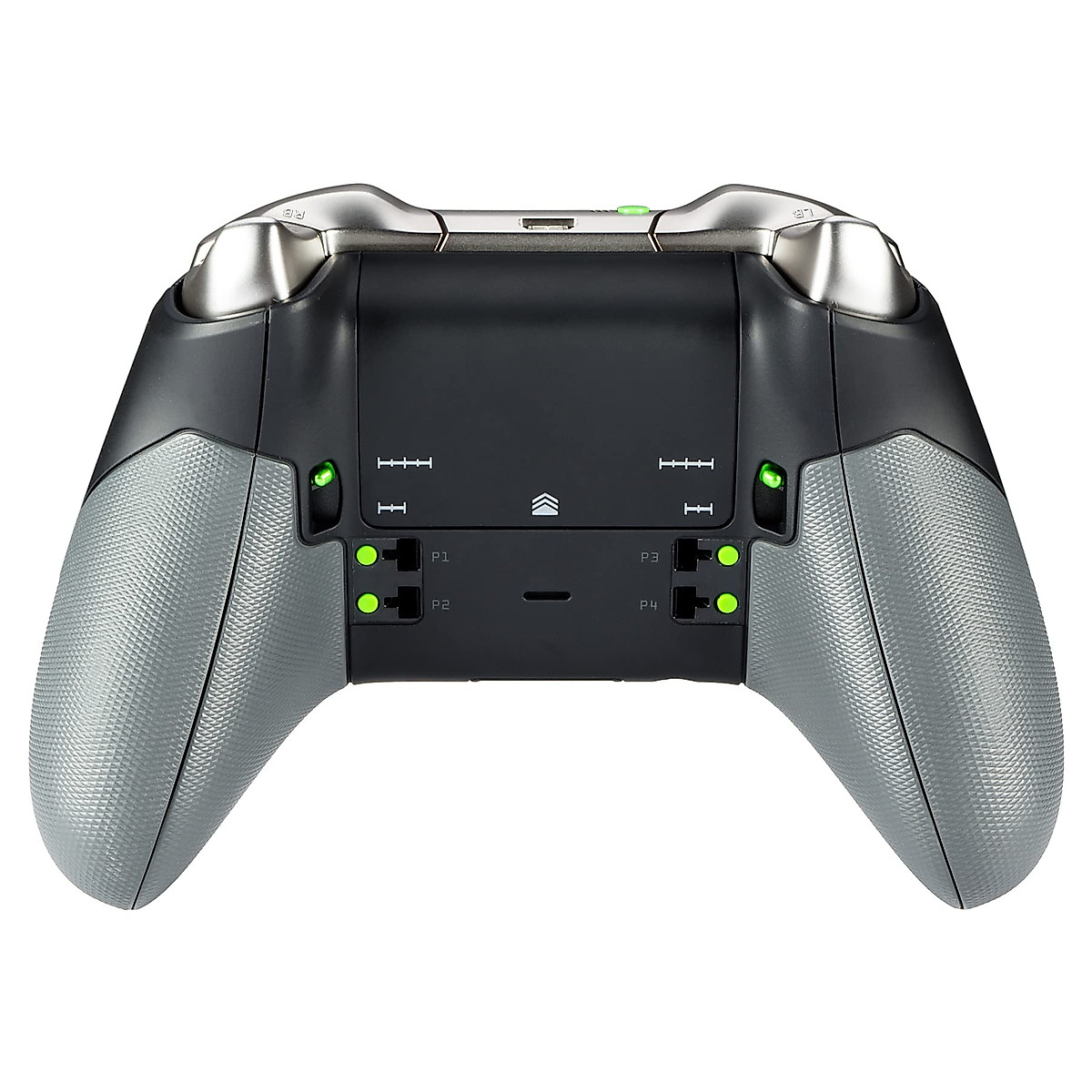 eXtremeRate Gray Rubberized Right Left Side Rails, Replacement Rear Handle Grips, Back Panels Faceplates Kits for Xbox One Elite Controller (Model 1698)