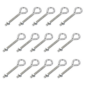 uxcell M4x40mm Eye Hooks Screws Bolts Kit, 15pcs Carbon Steel Hanger Eyelet Hooks Screw with Hex Nuts for Metal Hook, Wood Terminal Ring Hooks