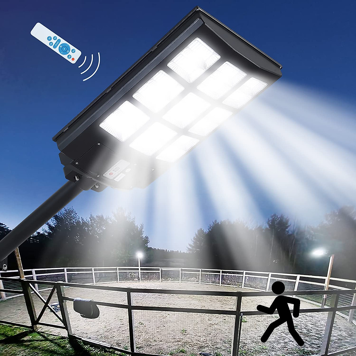 3000W Solar Street Lights Outdoor Waterproof,300000 lumens, Dusk to Dawn Solar with Motion Sensor and Remote Control, LED Flood Light, Suitable for courtyards, Gardens, Streets, Basketball Courts