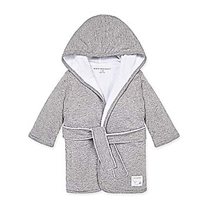 Burt's Bees Baby - Bathrobe, Infant Hooded Robe, Absorbent Knit Terry, 100% Organic Cotton, 0-9 Months (Heather Grey)