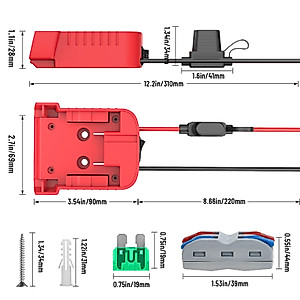 1 Pack Power Wheels Adapter for Milwaukee M18 Battery Adapter Power Wheels Battery Converter Kit with Fuse & Switch & Wire Terminals & 12 AWG Wire for DIY RC Car Toys Robotics