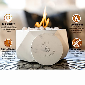 Tabletop Fire Pit Bowl- Portable Fire Pit for Indoor and Outdoor, Modern Concrete Indoor Fire Pit, Clean Flame for S’Mores, Elegant Table Top Firepit