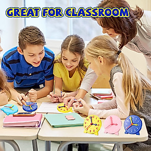 Batiyeer 24 Pcs Teaching Clock Kit for Kids to Tell Time Teaching Clock Mini Geared Clock for Kids Basic Math Development Teacher and Classroom Supplies, 4 Inch (Dark Blue, Yellow, Pink, Sky Blue)