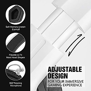 BENGOO G9700 Gaming Headset Headphones for PS4 PS5 Xbox One PC Controller, Noise Canceling Over Ear Headphones with Mic, White LED Light, Bass Surround Sound for Sega Genesis Game Boy