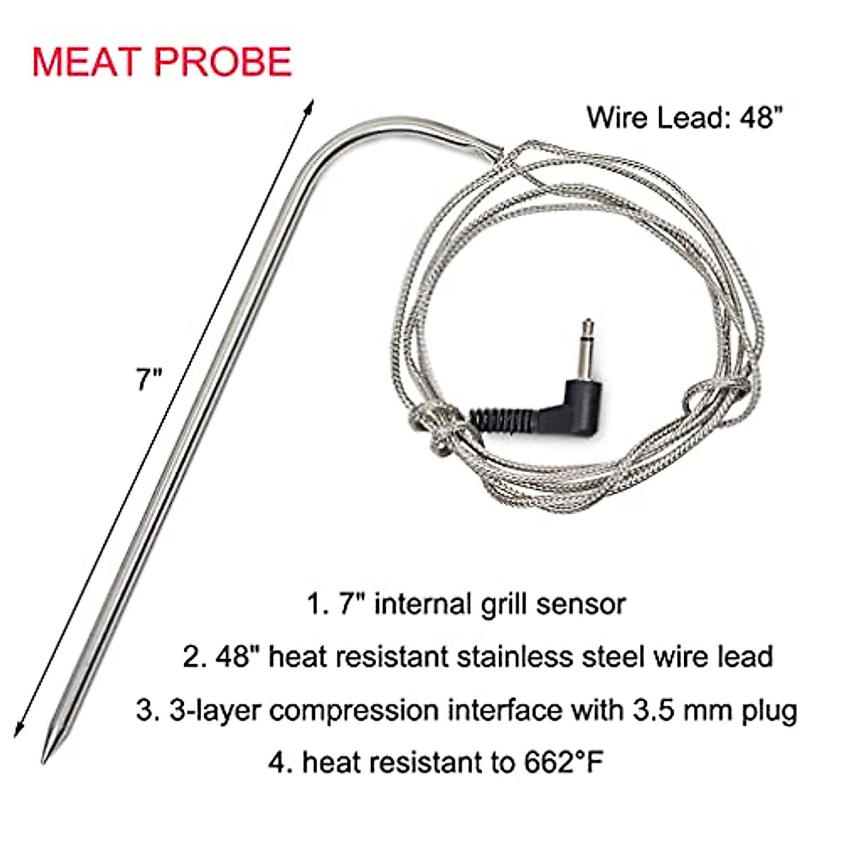 DONSIQIZZ Temperature Probe Replacement for Louisiana Pellet Grill Thermometer Meat Probe Sensor