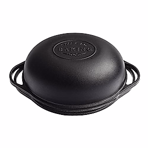 Deli&Co. Baking Pre-Seasoned Cast Iron Bread Pan Multicooker | Bake sourdough bread, grill steaks and cook stews | Seasoned with canola oil with a smooth surface finish