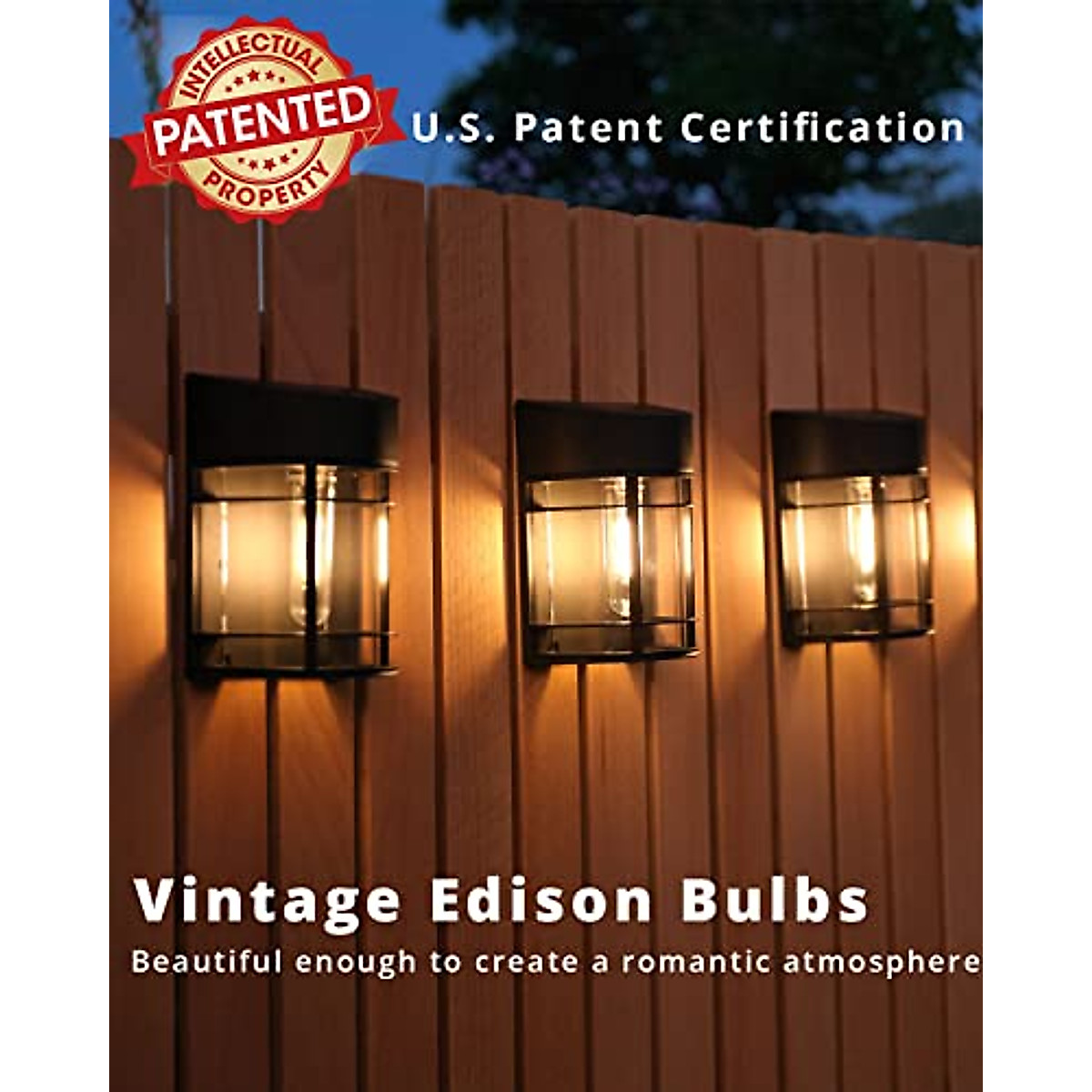 DOESLAG Solar Fence Lights, 8 Pack Deck Lights Waterproof Solar Outdoor Lights for Garden Fence Post Backyard Decor, Brown