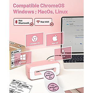 Pink Label Printer - Thermal Label Printer for Shipping Packages & Small Busines, Shipping Label Printer, Thermal Printer Compatible with Amazon Shopify Etsy Ebay FedEx USPS