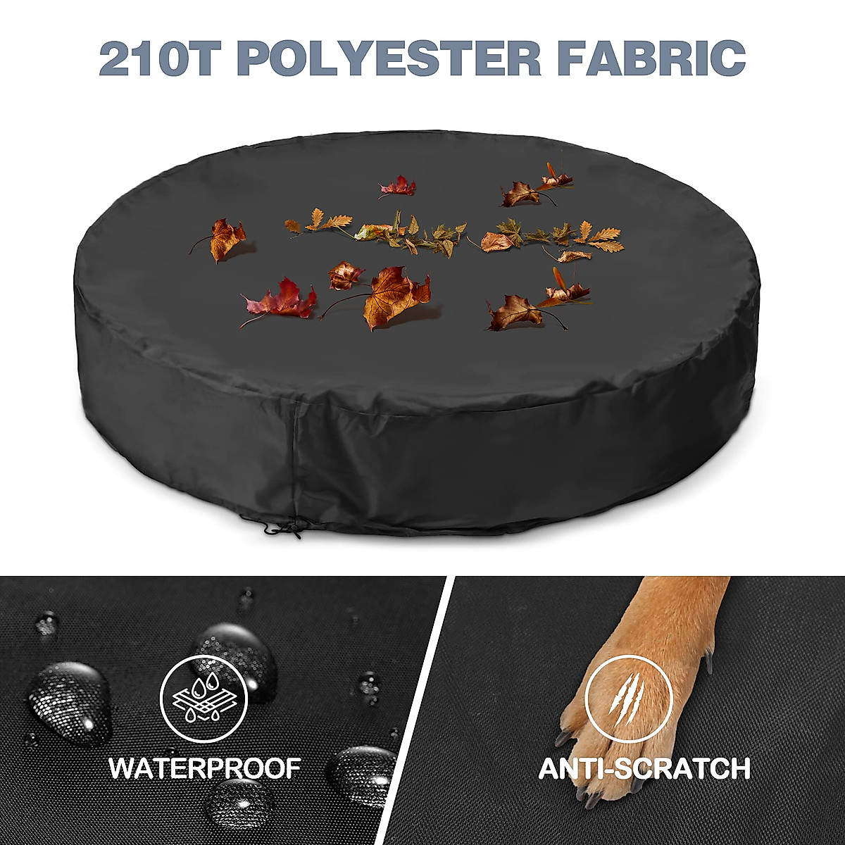 Niubya Round Dog Pool Cover, Foldable Pet Swimming Pool Cover, Waterproof Dustproof and Washable Pool Protective Cover with Drawstring Design