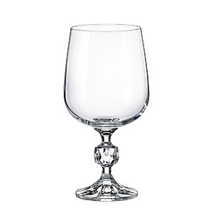 Czech Bohemian Crystal Glass Wine Glasses 8oz./230ml. Set of 6 "Sterna" Vintage Design Elegant Stem Goblets Wine Champagne Wedding Birthday Housewarming Anniversary