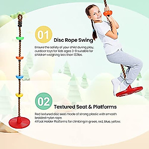 Plohee Swing Sets for Backyard, 550lbs Heavy-Duty Kid Swing Set with Two Swing Seats, Climbing Rope, Climbing Ladder for Outdoor Playground Ages 3-9 (Yellow&Blue)