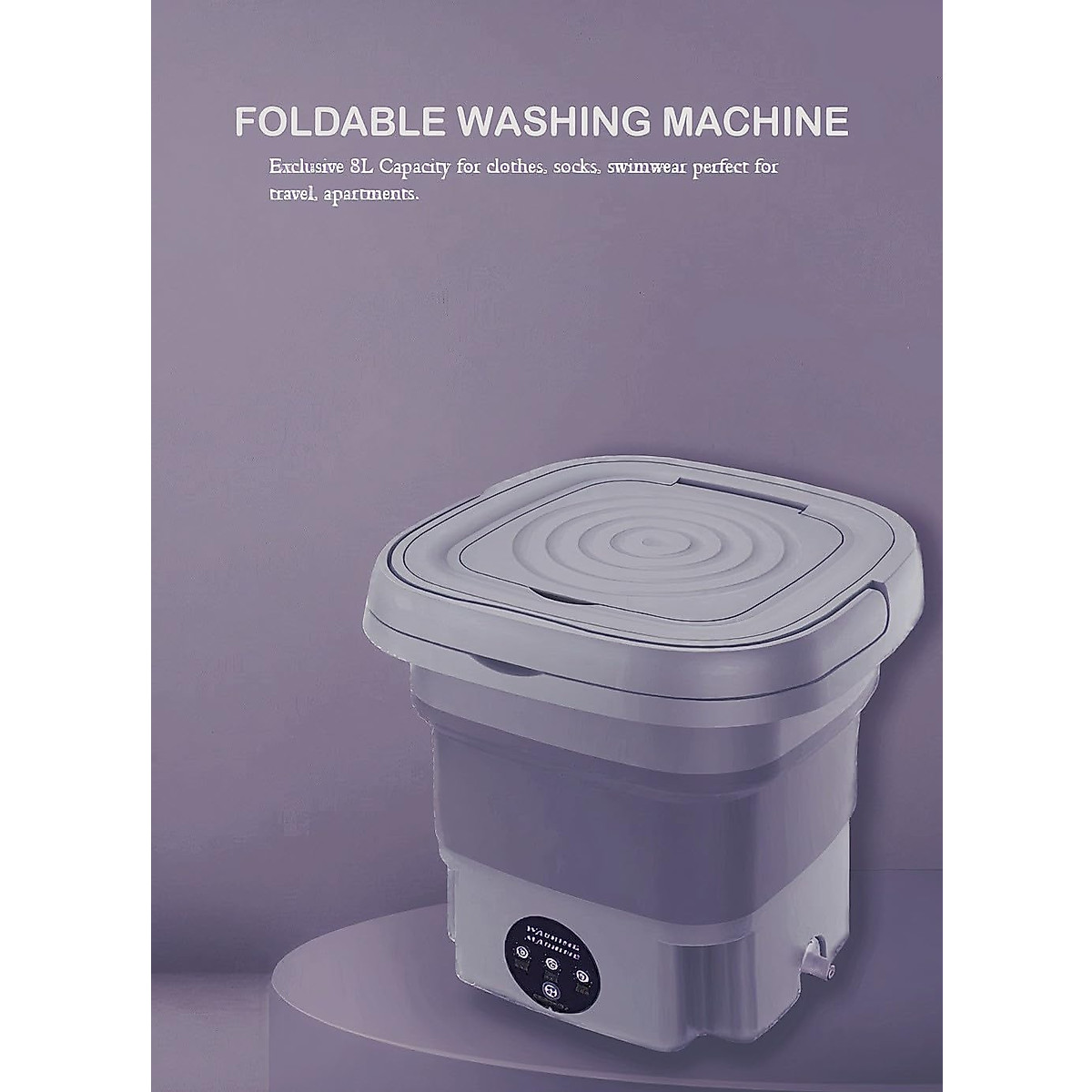 Portable Washing Machine-Mini Washing Machine Foldable-Portable Washer Machine-WATERPROOF Laundry Bag -8L Capacity for Clothes, Socks-Perfect for Travel-Apartments, Dorms-Mini Washing Machine-(Purple)