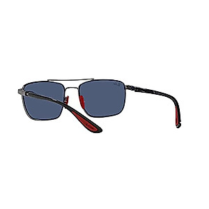 Ray-Ban RB3715M Scuderia Ferrari Collection Square Sunglasses, Gunmetal/Dark Blue, 58 mm