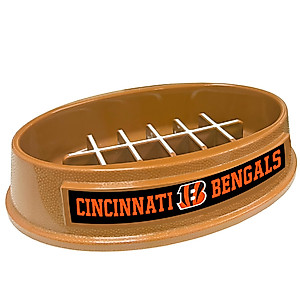 NFL Super-Bowl - Cincinnati Bengals Slow Feeder Dog Bowl. Football Design Slow Feeding Cat Bowl for Healthy Digestion. Non-Slip Pet Bowl for Large & Small Dogs & Cats