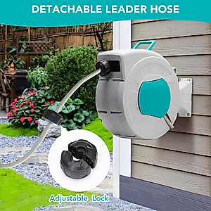 IDEALHOUSE Retractable Garden Hose Reel, 1/2 in x 100 ft Wall-mounted Hose Reel, with 9- Function Sprayer Nozzle, Any Length Lock/180° Swivel Bracket/Automatic Rewind/Slow Return System/Easy Watering