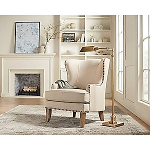 Regency Hill Jenson Modern Metal Adjustable Pharmacy Floor Lamp Swing Arm 54" Tall Aged Brass Metal Shade Standing Pole Light for Living Room Reading House Bedroom Home Office