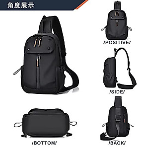 AIWIWH Crossbody Backpack With USB Charging Interface, Sling Bags Chest Bag Outdoor Hiking Travel Daypack For Men Women (Black)