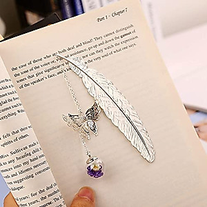 Toirxarn Metal Feather Bookmarks with 3D Butterfly Pendant - Perfect Teacher Appreciation, and Birthday Gift for Women, Her, Mom, Librarian, and Book Lovers - Unique Page Marker