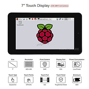 for Raspberry Pi 7inch Capacitive 800×480 Touch Display Screen with Protection Case 5MP Front Camera and DSI Interface for Raspberry Pi 4 Model B @XYGStudy (7inch DSI LCD (with cam and case))