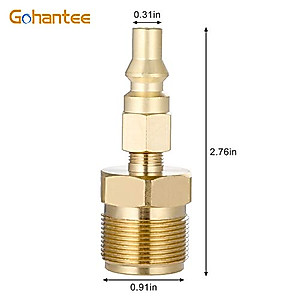 gohantee Propane Brass Adapter Quick Connect Fitting 1/4" Disconnect Plug kit with 1lb Bottle Tank Thread for RV Portable BBQ Camper Grill Hook Up Trailer