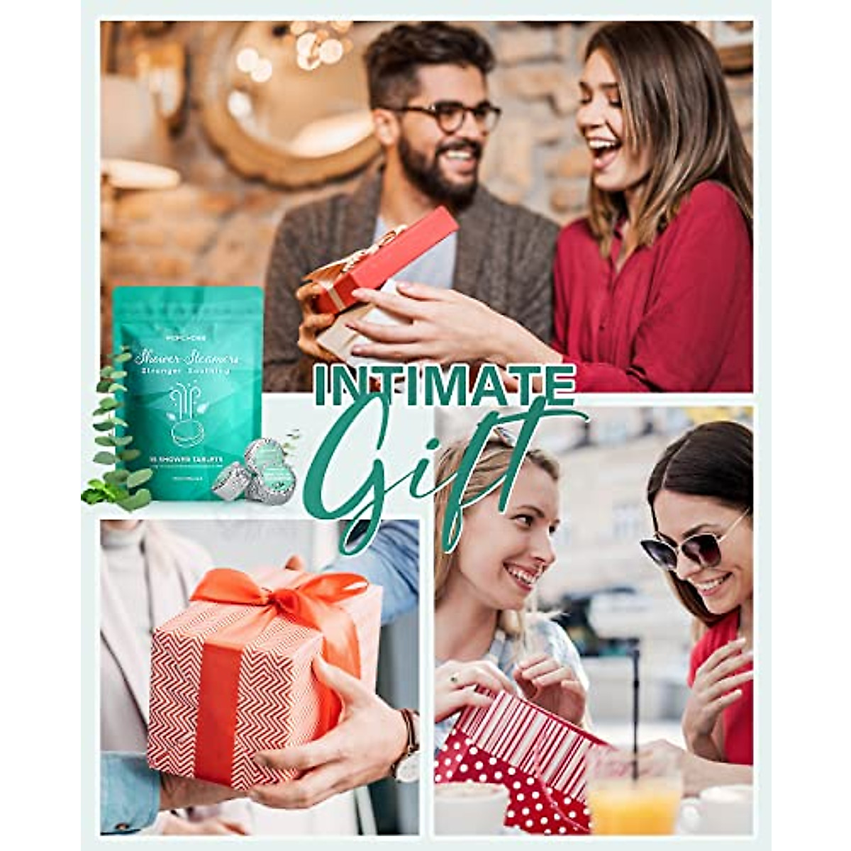 POPCHOSE Shower Steamers Aromatherapy - 15 Pack Eucalyptus Mint Shower Tablets Stress Relaxation Self-Care Shower Bombs with Essential Oils, Quick Relief Nasal Congestion Gifts for Women & Men