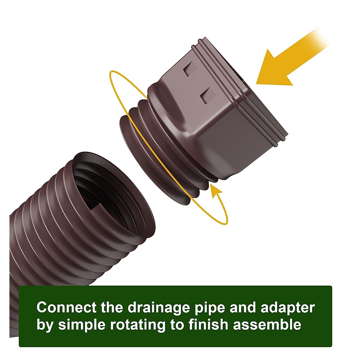 Ogutter Rain Gutter Downspout Extensions, Downspout Extender for Rainwater Drainage Flexible, Down Spout Drain Extension Pipe and Extendable from 21 to 66 Inches (2 Pack, Brown)