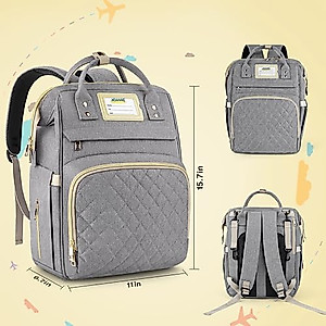 Xexxvre Diaper Bag Backpack, Multifunction Travel Back Pack Maternity Baby Changing Bags, Baby Bags for Boys Girls, Large Capacity, Waterproof and Stylish, Gray