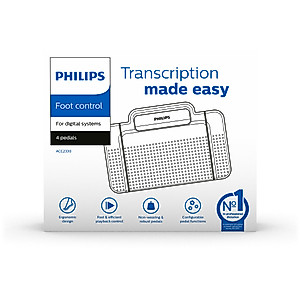 Philips ACC2330 4-Pedal Foot Control for Digital Systems for Professional Dictation with Toe Touch Control