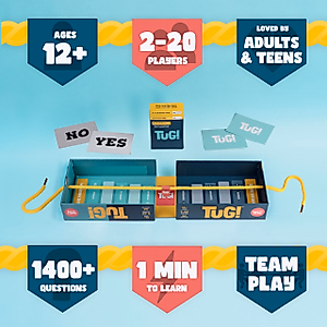 TUG! Trivia Battle Board Game | 2-20 Players | Tuga War in a Box | Party Game | Adults & Kids 12 13 14 15 + | 1400 Questions | Best Fun Card Games for Family, Couples, Teens