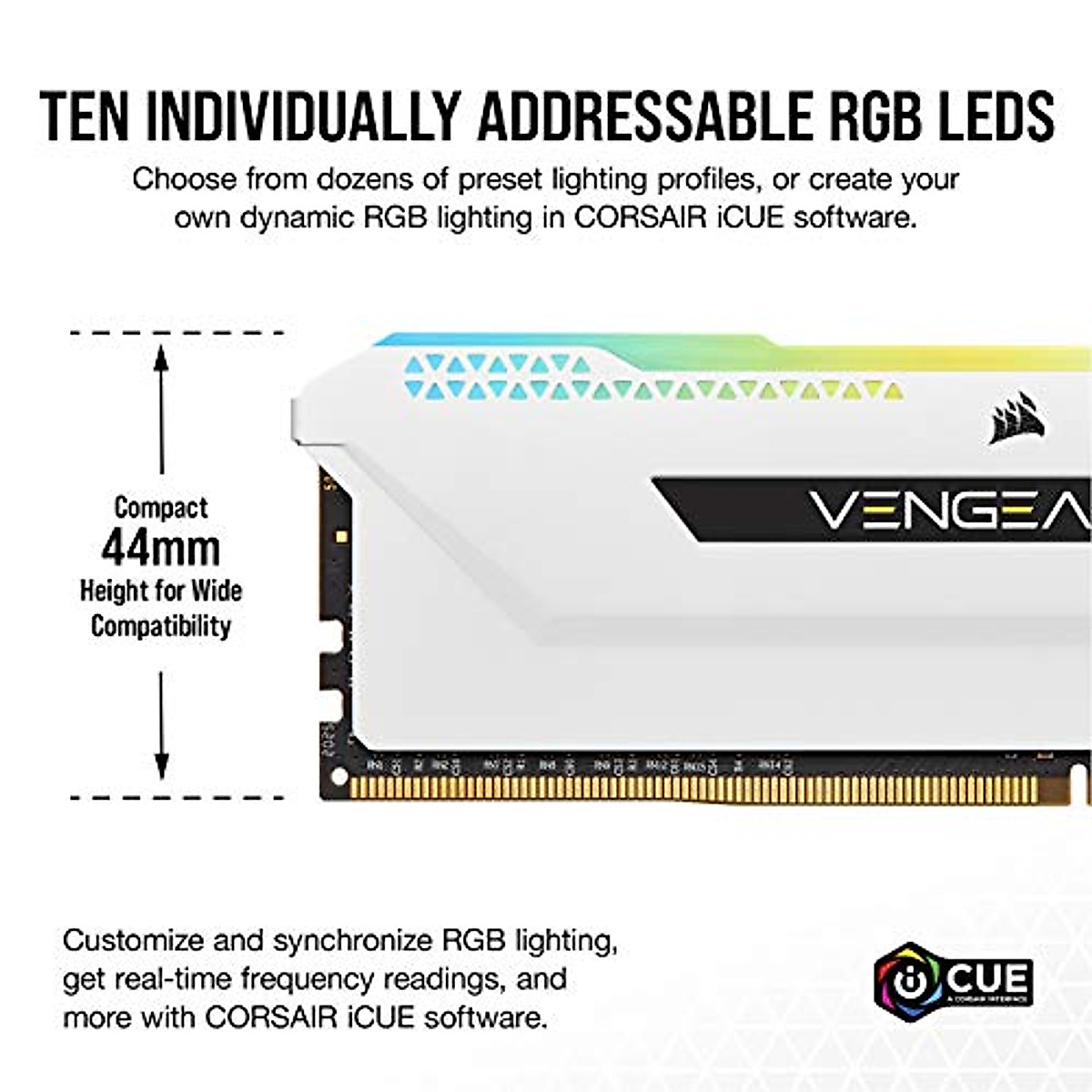Corsair Vengeance RGB Pro SL 32GB (4x8GB) DDR4 3200 (PC4-25600) C16 1.35V - White (CMH32GX4M4E3200C16W)