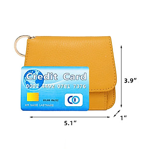Mudono Small Wallet for Women RFID Blocking Genuine Leather Card Case Slim Tri-Fold Wallet with Zipper Pocket and Keychain