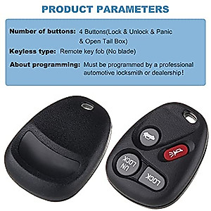 ECCPP 1X Keyless Entry Remote Key Fob Replacement for Buick/for Chevy Silverado Series/for GMC/for Pontiac/Saturn/Oldsmobile/for Cadillac Escalade Series ABO1502T 16245100 16207901