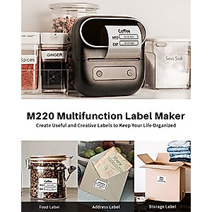 Itari M220 Label Maker 3 Inch Bluetooth Label Maker, Barcode Label Printer for Storage, Address, Mailing, Office, Home, Small Business, Compatible with iOS, Android and PC, with 1 Roll Label