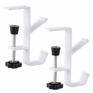 Lusofie 2Pcs Desk Clamp Metal Desk Hook Headphone Holder Desk Table Clamp Backpack Hook for Desk Adjustable Desk Headphone Hanger Hook