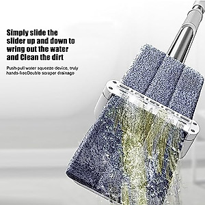 KUIKUI Wet Dry Dual Use Dust Cleaning Squeeze Flat Mop Kit, Sturdy, Flexible, and Efficient Floor Cleaner Accessory for Home Use