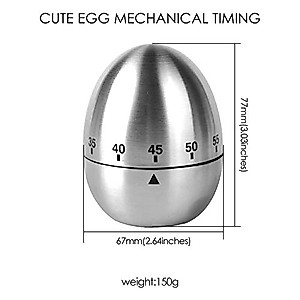 Jayron JR-WG015 Egg Kitchen Timer Stainless Steel Mechanical Rotating Alarm 60 Minutes Count Down Timer for Cooking Learning
