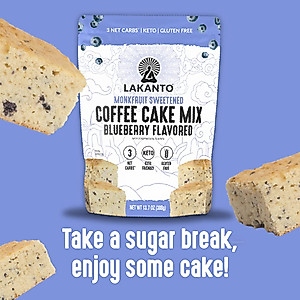 Lakanto Blueberry Coffee Cake Mix - Sweetened with Monk Fruit Sweetener, Keto Diet Friendly, Gluten Free, 3 Net Carbs (13.7 oz)